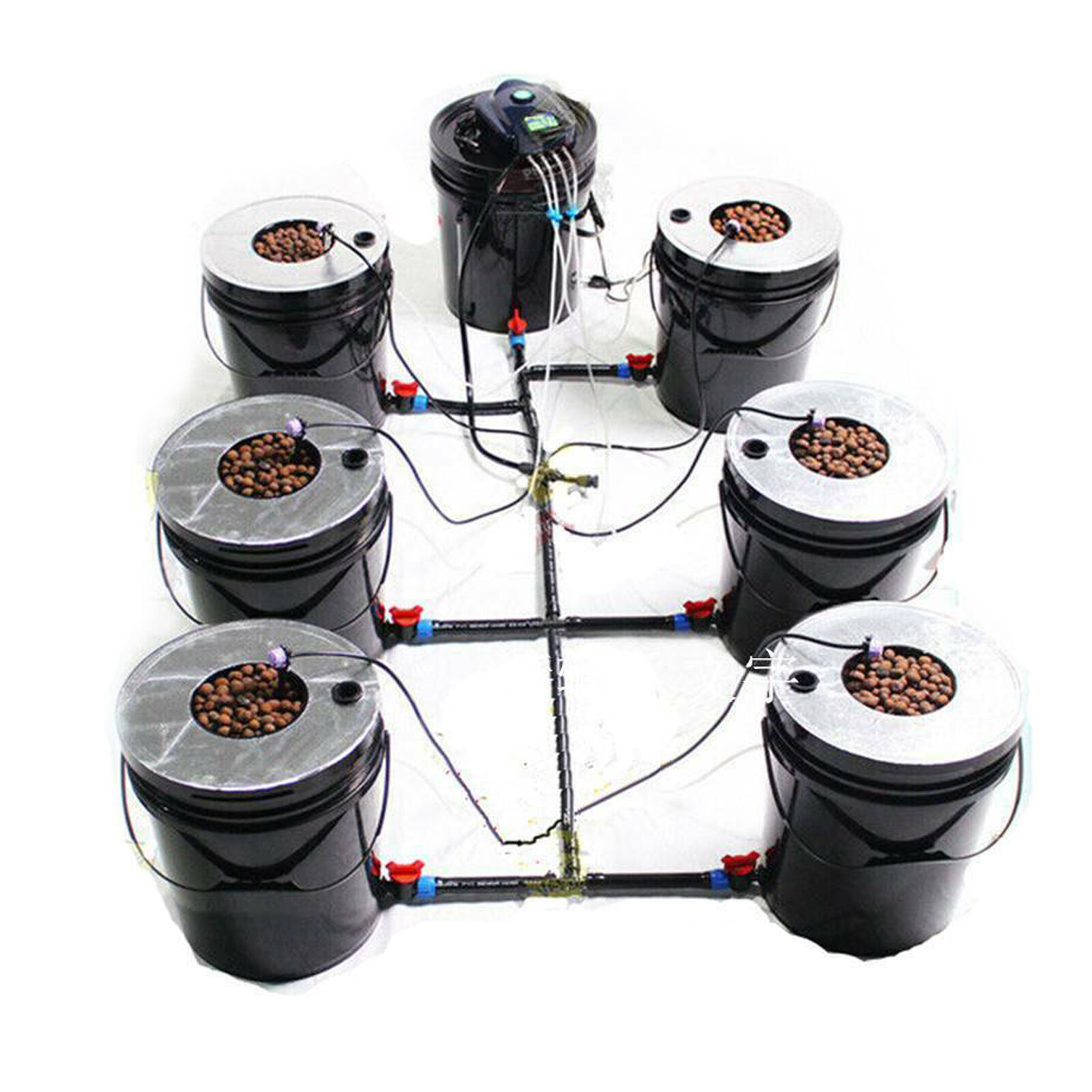 Hydroponics Grow System Kit 7 Buckets 5 Gallon Recirculating Deep Water ...